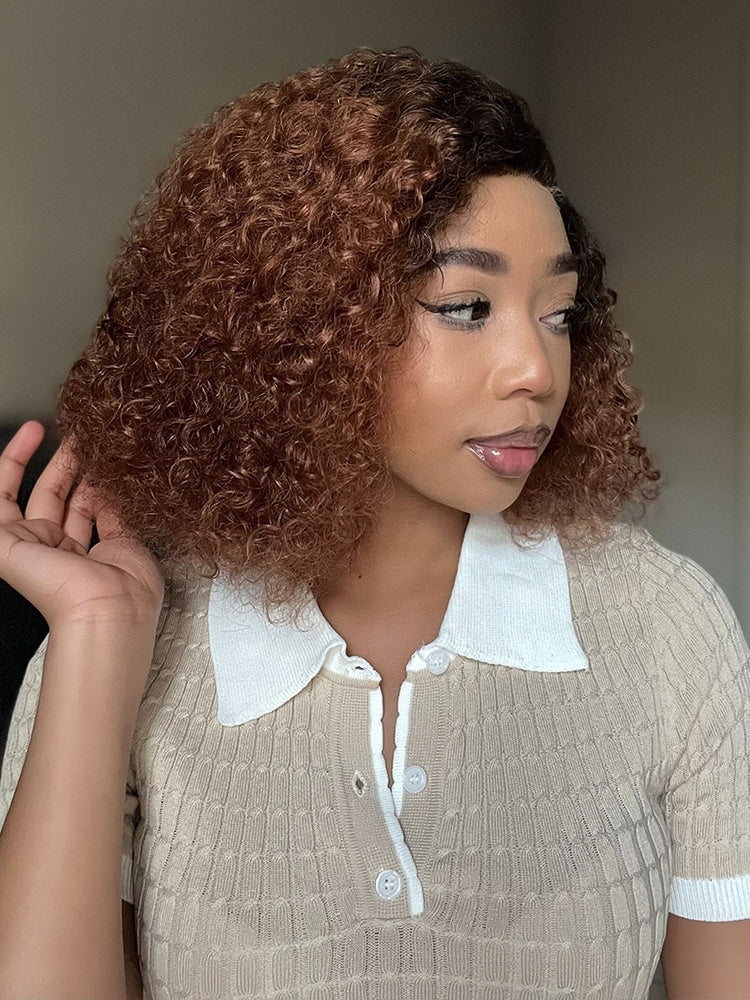 PEARL WIG Ready & Go Black With Brown Highlights Bob Kinky Curly Wig 5